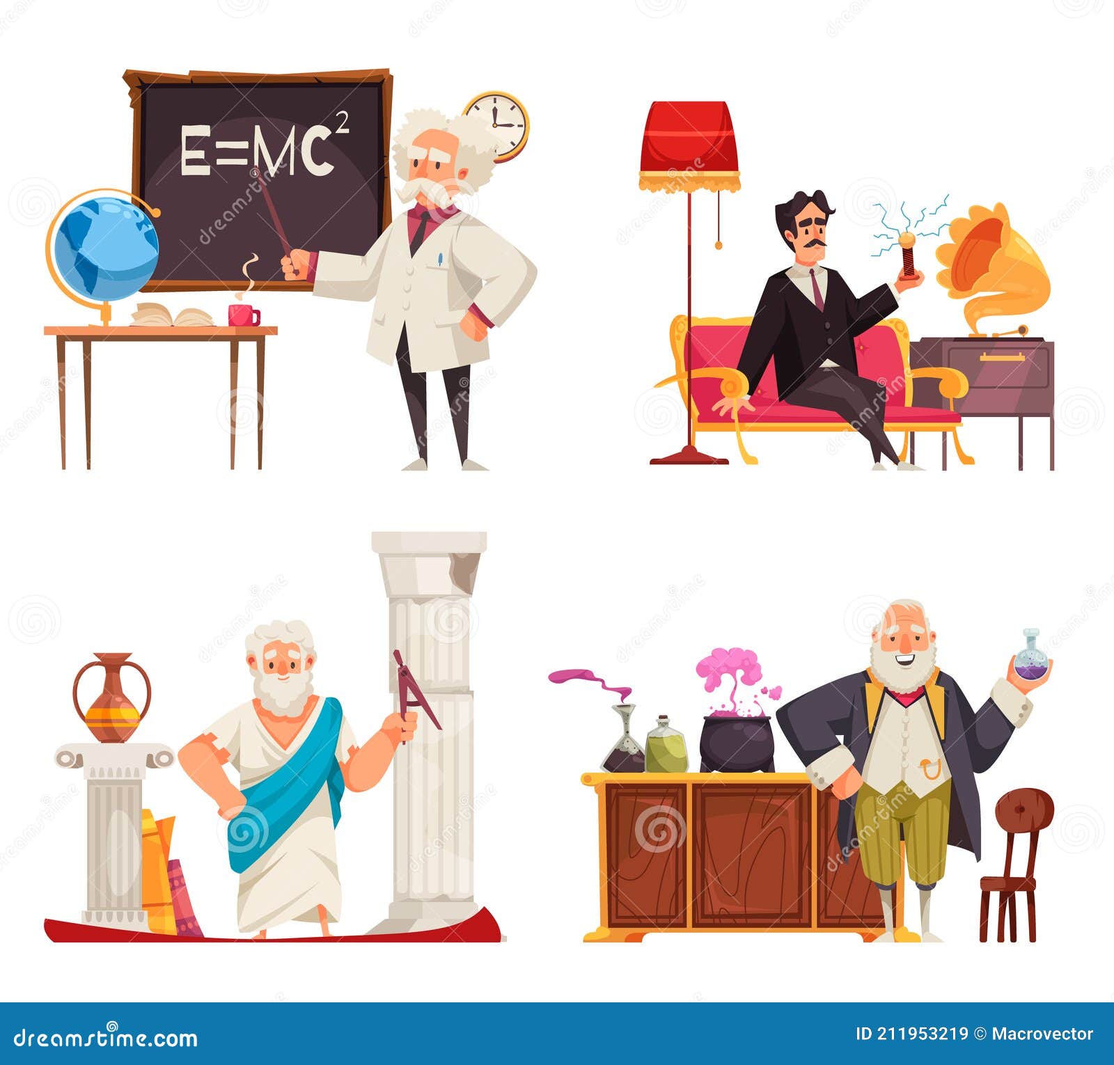 Famous Scientists Of The History Set Cartoon Vector | CartoonDealer.com ...