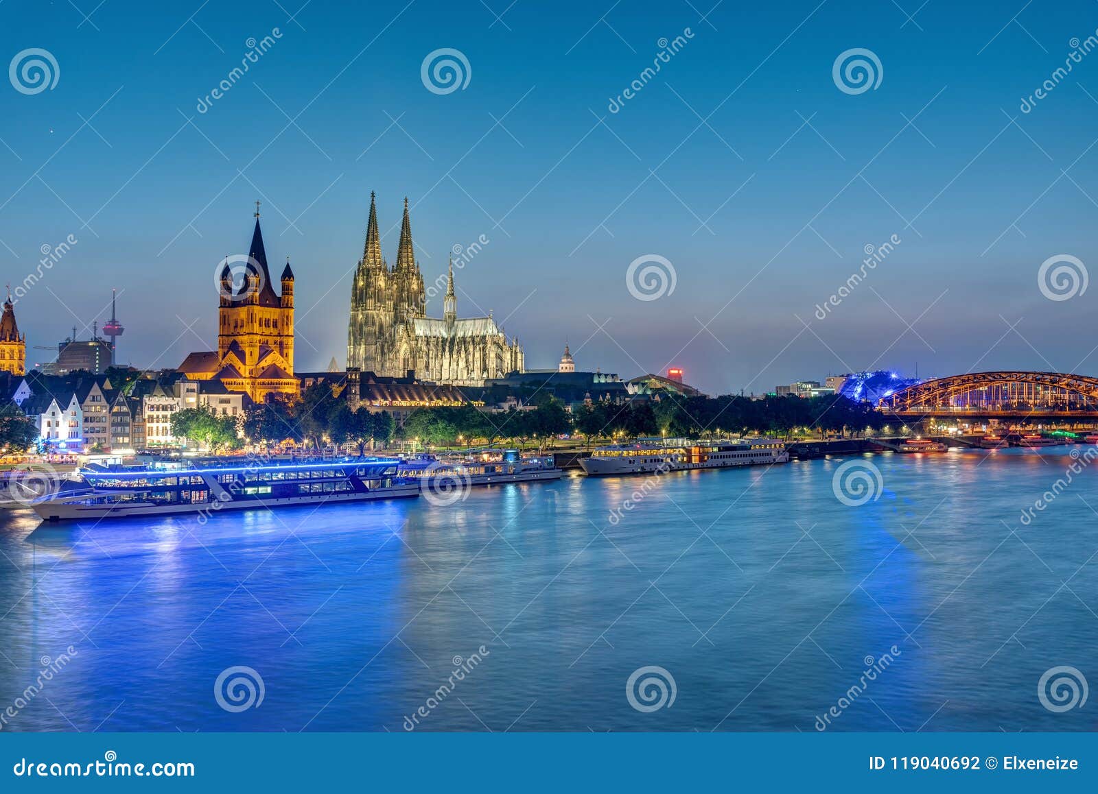 The Famous Skyline of Cologne with the River Rhine Stock Photo - Image ...