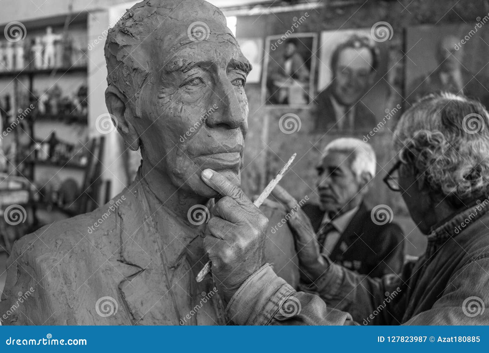 Famous Soviet Sculptor at Work in His Workshop Editorial Photography ...