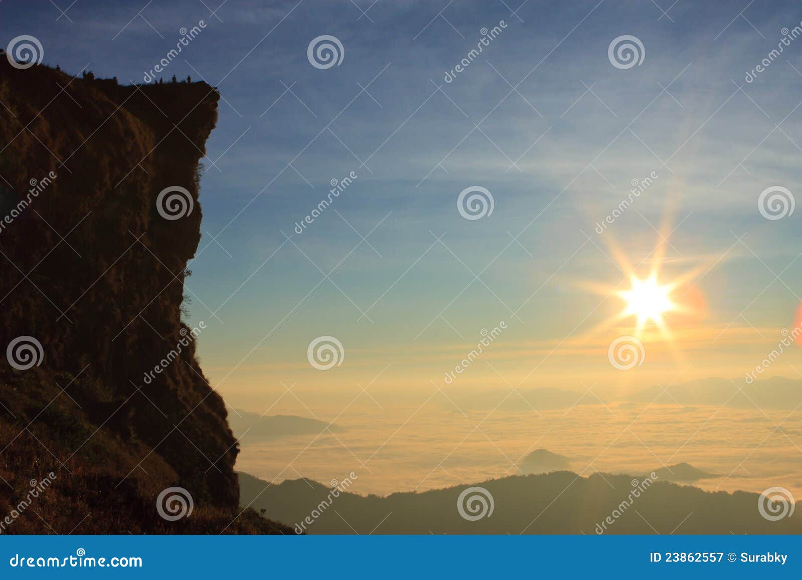 Famous Sunrise Viewing Place in Thailand Stock Image - Image of mist ...