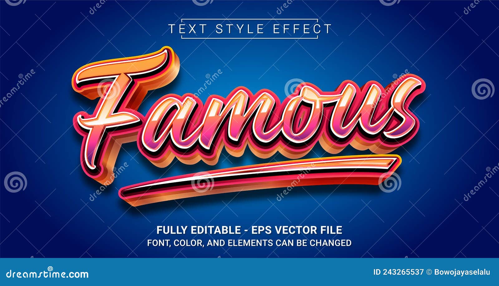 Famous Text Style Effect. Editable Graphic Text Template Stock Vector ...