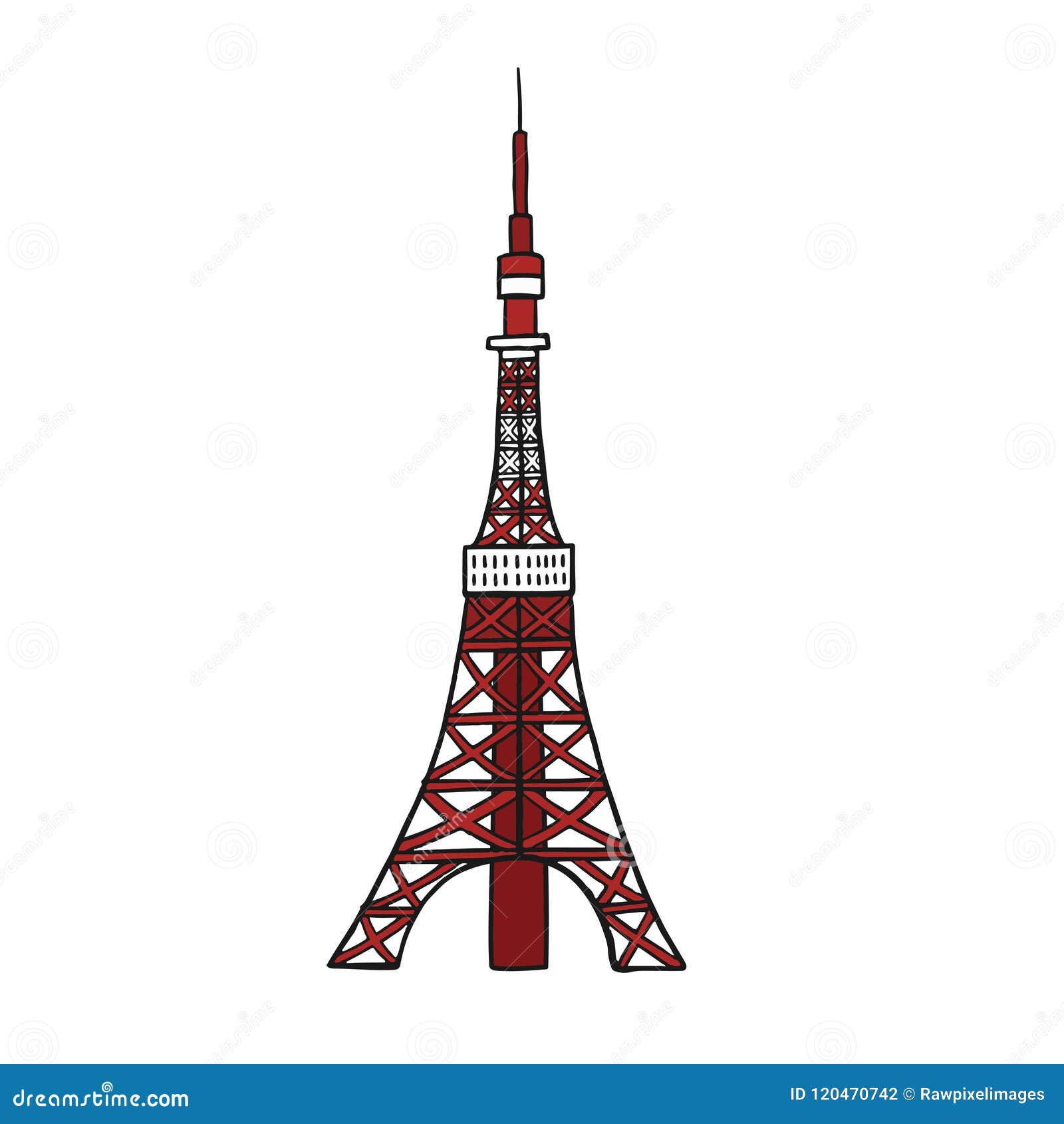 The Famous Tokyo Tower Illustration Stock Vector - Illustration of ...