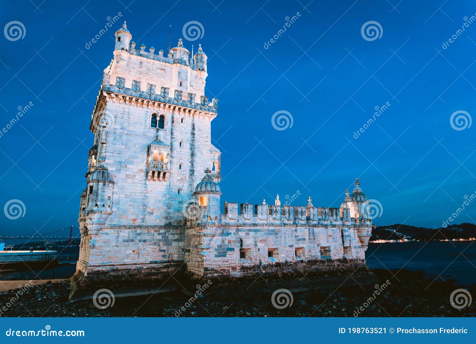 Famous Tower of Belem by Night Stock Image - Image of ancient, antique ...