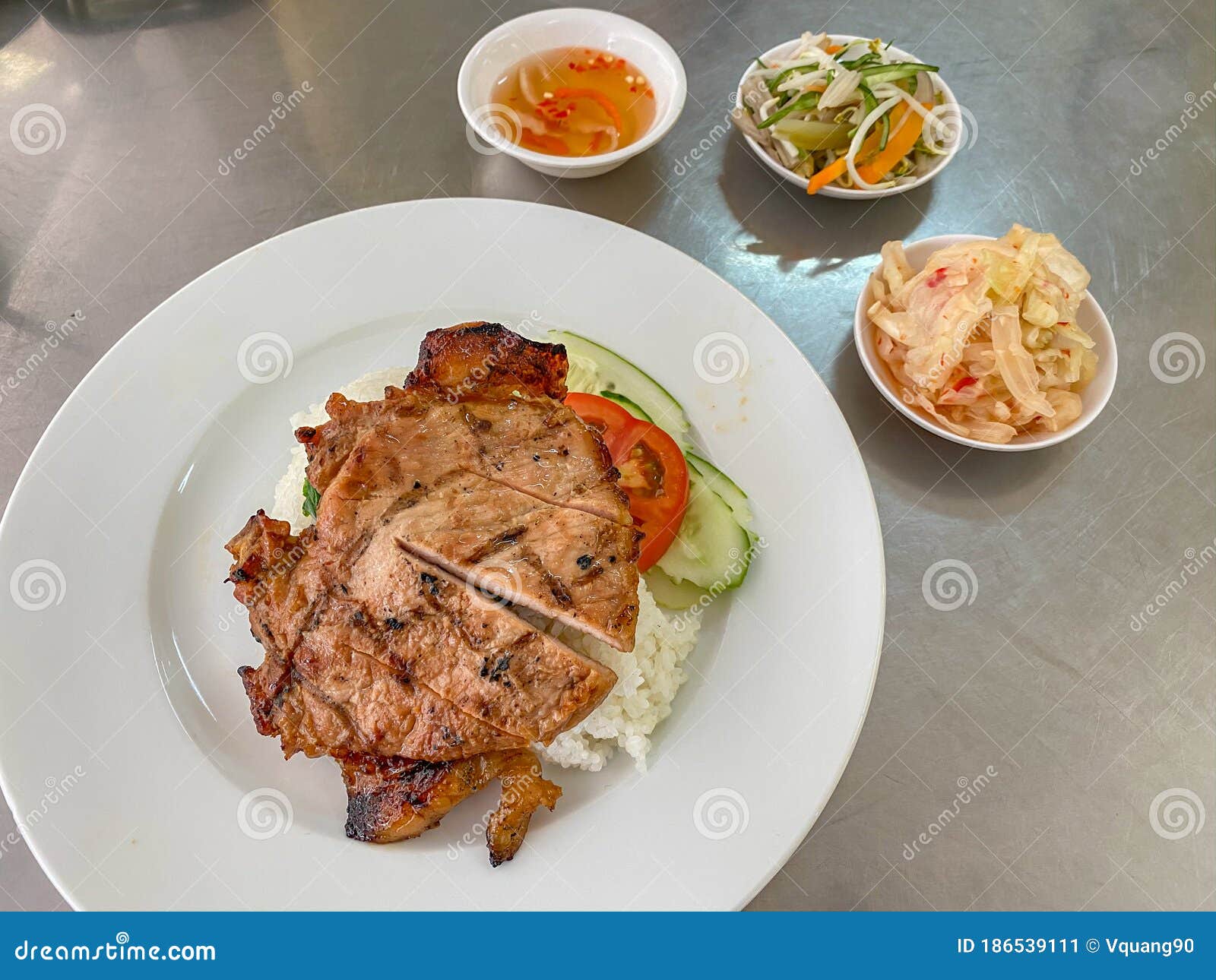 Famous, Traditional Vietnamese Cuisine - Com Tam Broken Rice Stock ...