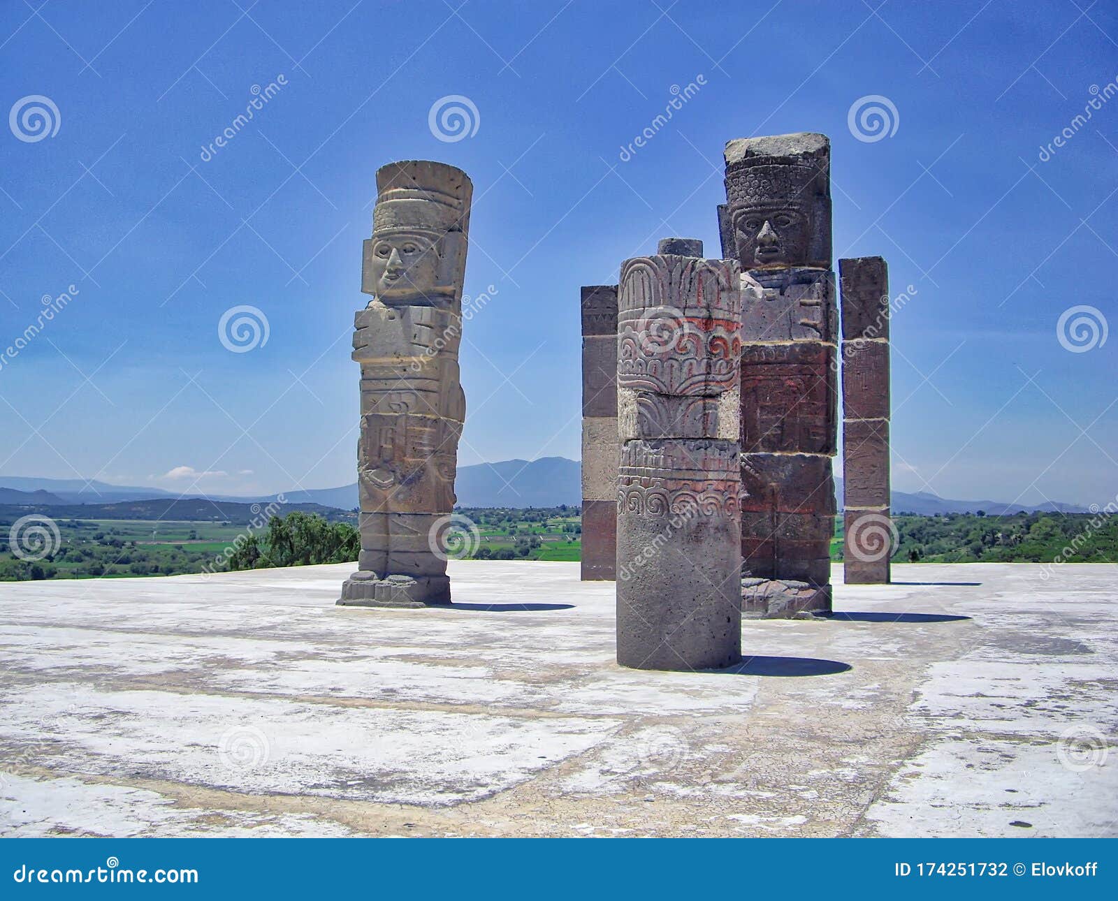 Famous Tula Pyramids and Statues Stock Photo - Image of mexico ...