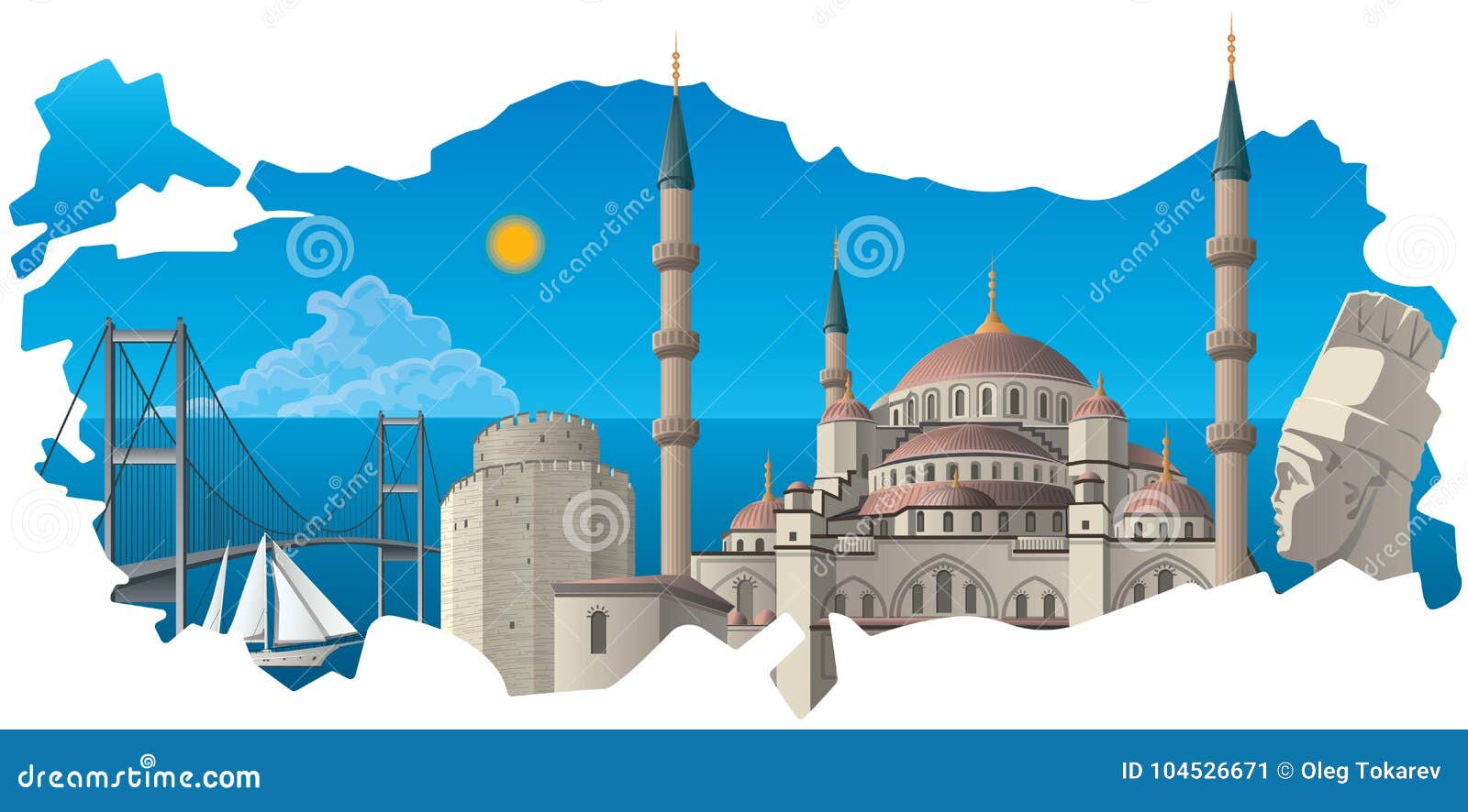 Famous turkish landmarks stock vector. Illustration of turkey - 104526671