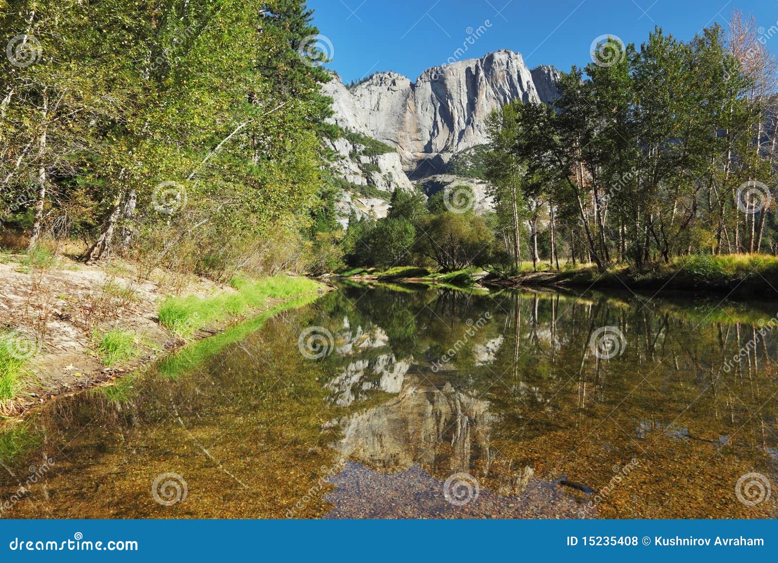 The Famous Valley of the Merced River in Yosemite. Stock Photo - Image ...