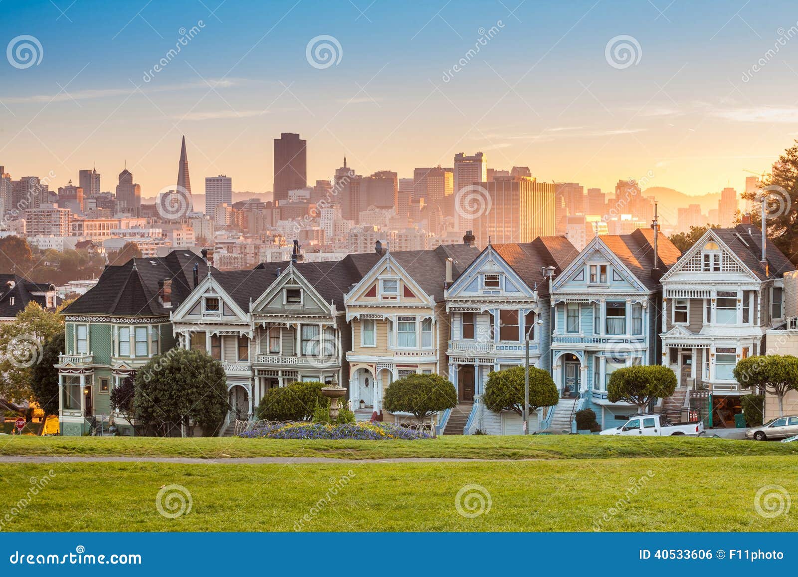 Famous View of San Francisco at Alamo Square Stock Photo - Image of ...