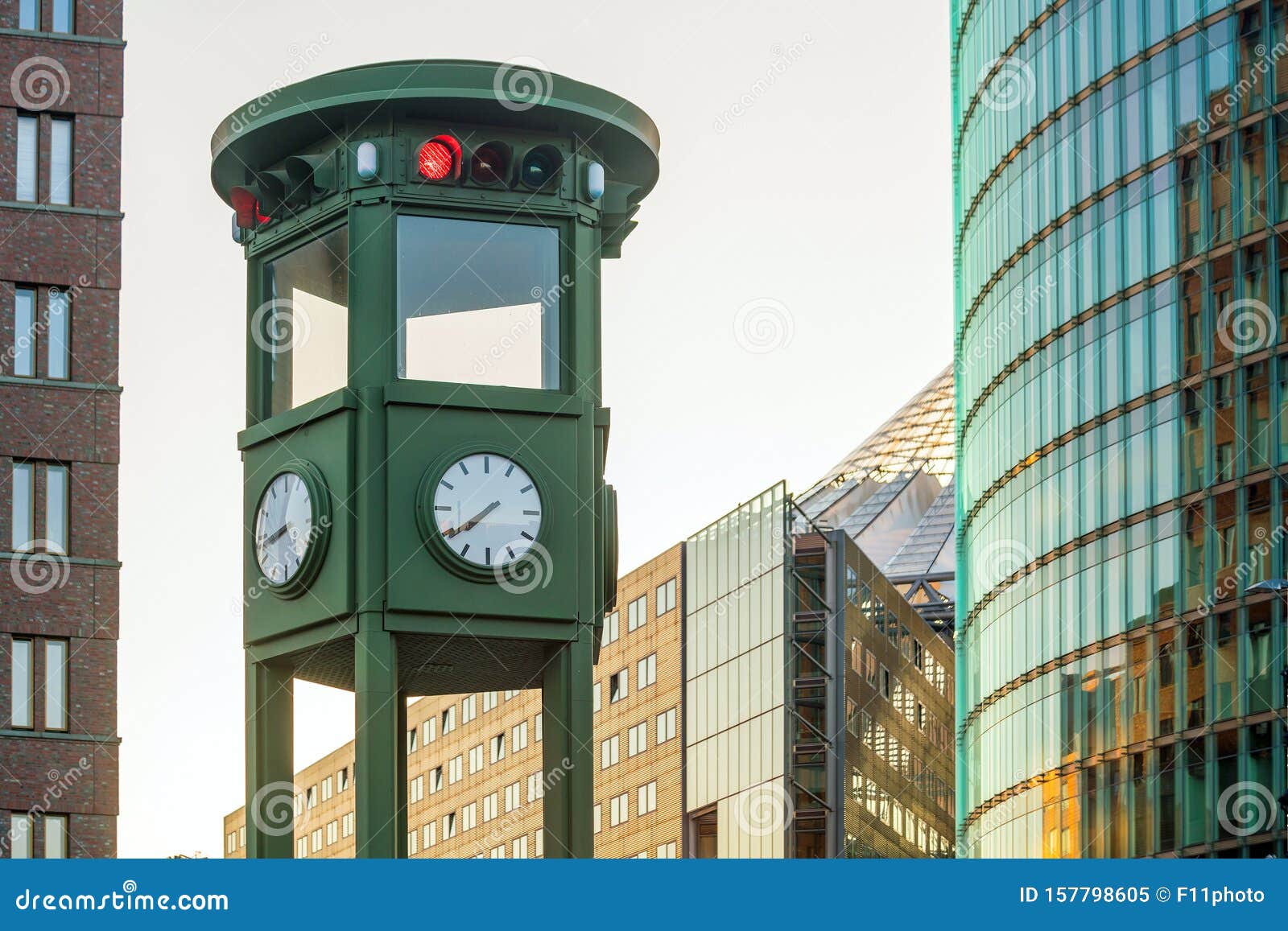 The Famous Vintage Clock at Potsdamer Platz Square in Berlin Stock ...