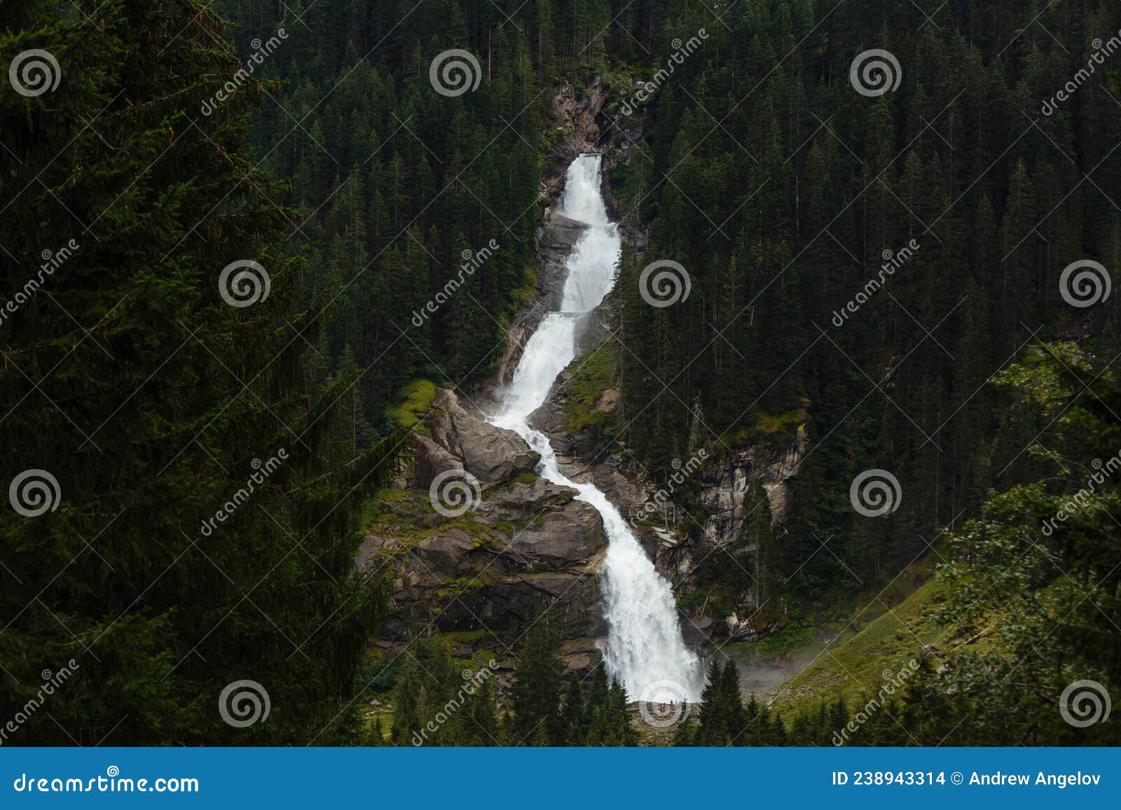 Famous Waterfall in Austrian Alps Stock Photo - Image of krimmler ...