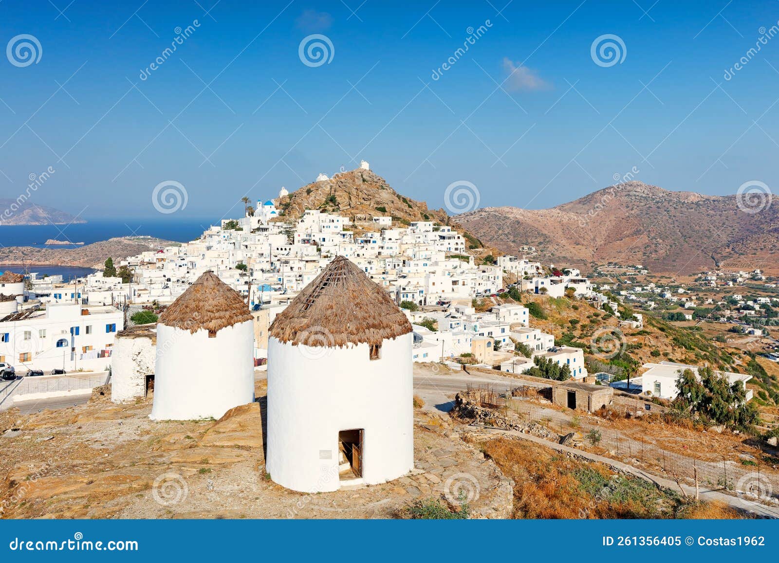 The Famous Windmills of Chora in Ios, Greece Stock Image - Image of ...