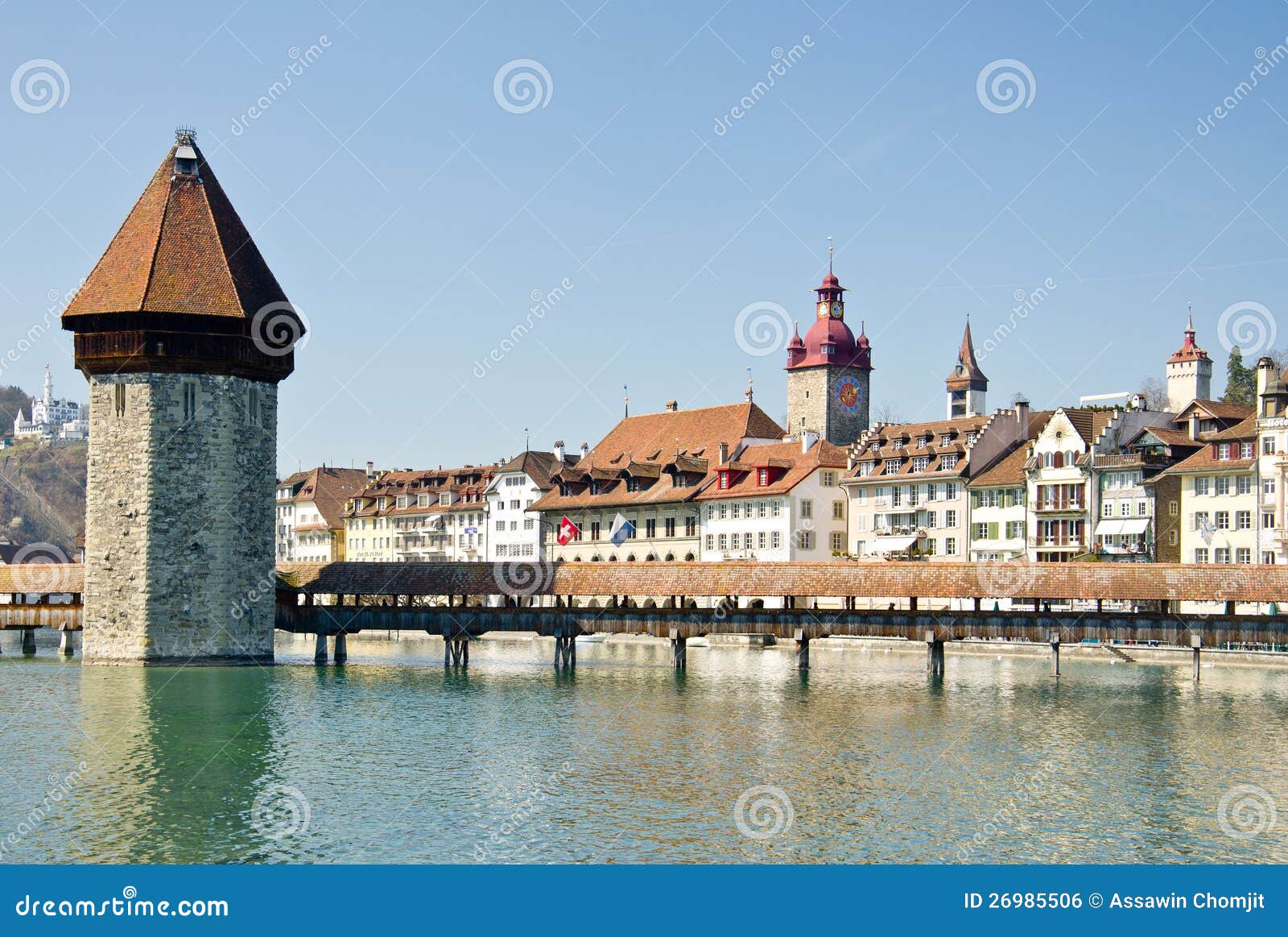 Famous Wooden Bridge in Lucerne Stock Photo - Image of morning, famous ...