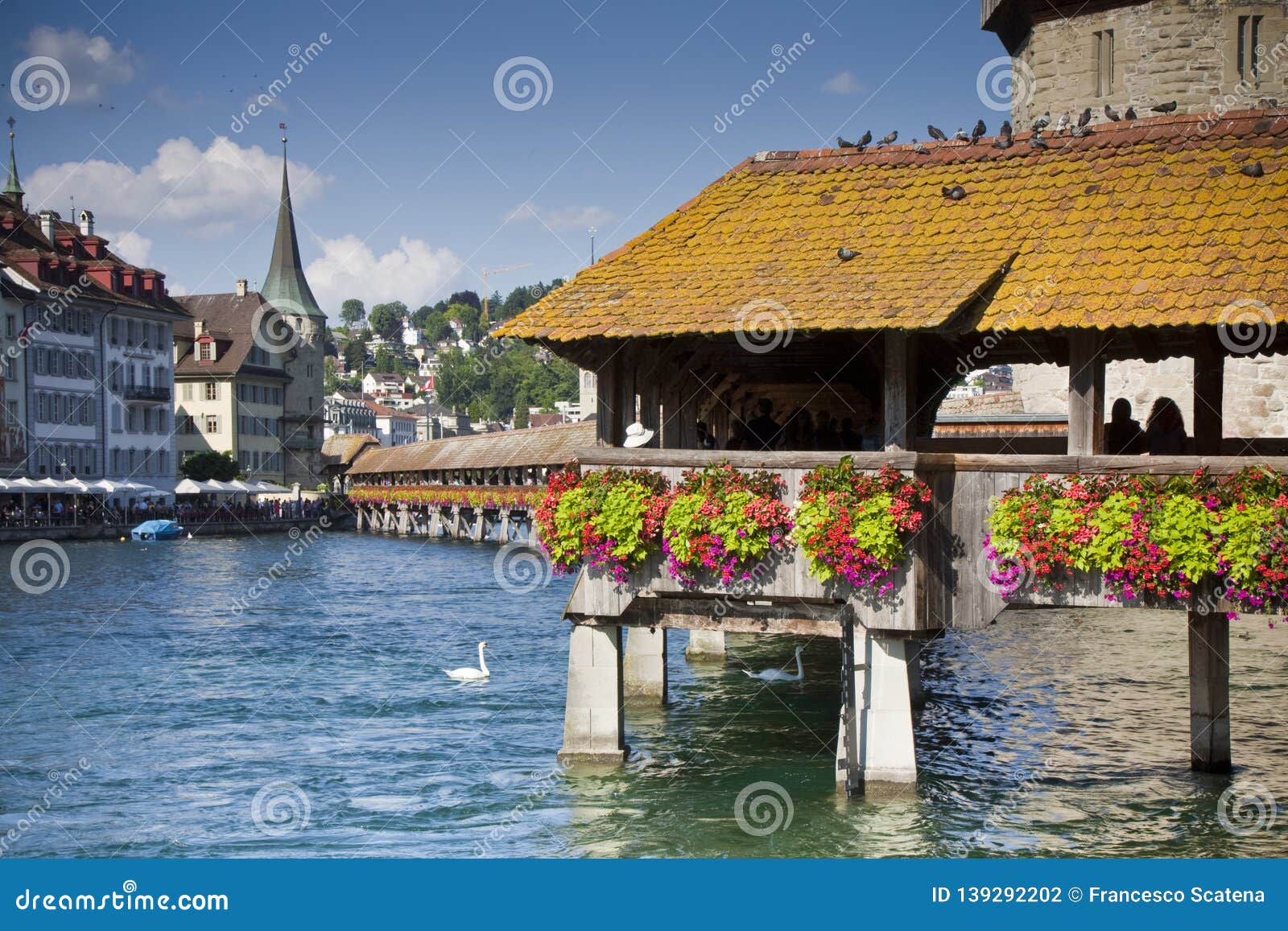 Famous Wooden Bridge in Lucerne - Switzerland Stock Photo - Image of ...