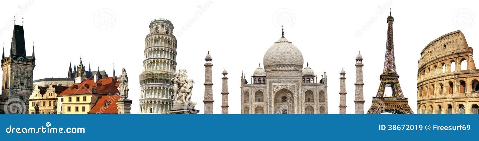 Famous World Landmarks Background Stock Image - Image of architecture ...