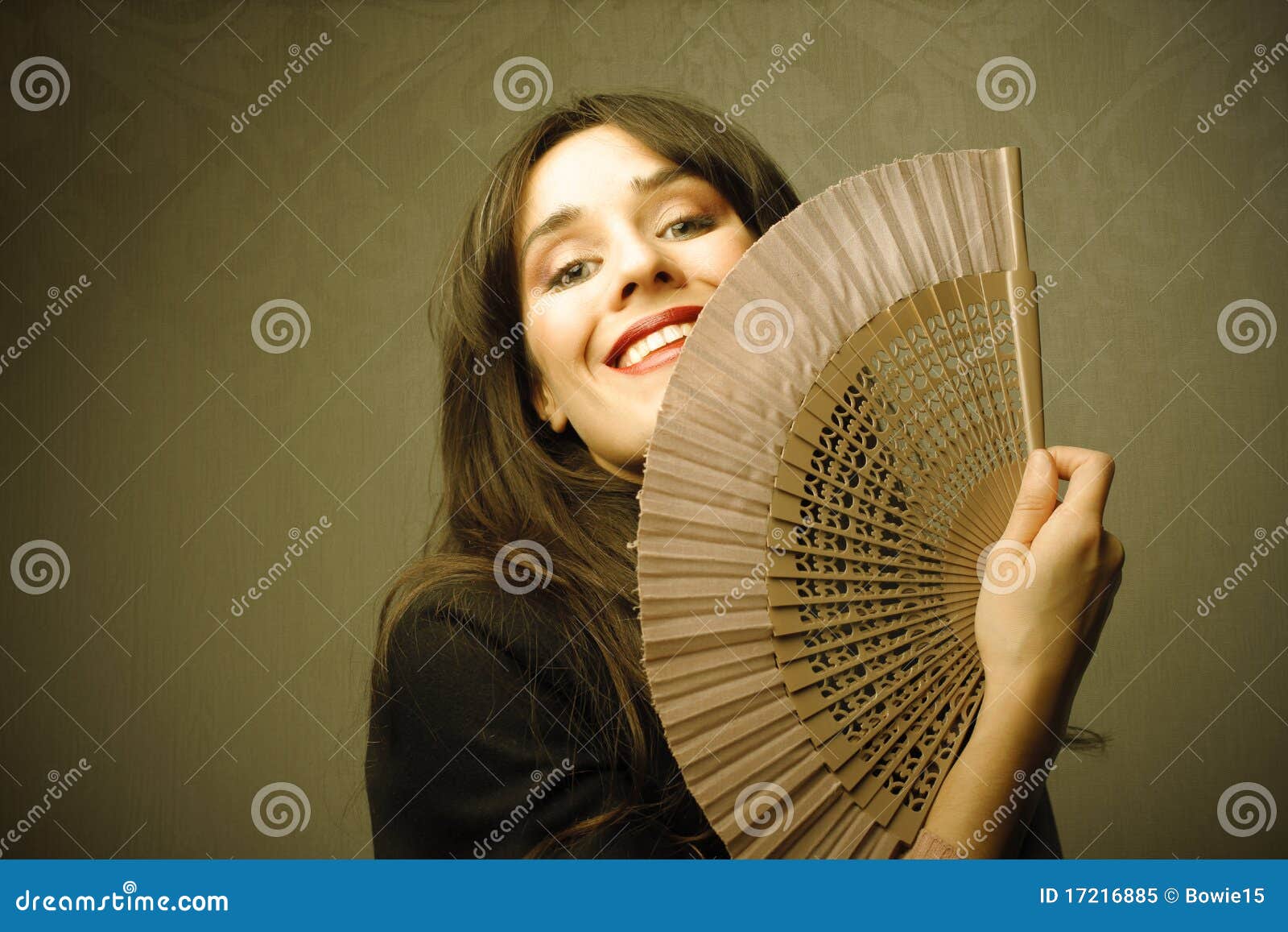 Fan stock image. Image of happy, brunette, indoor, fashion - 17216885