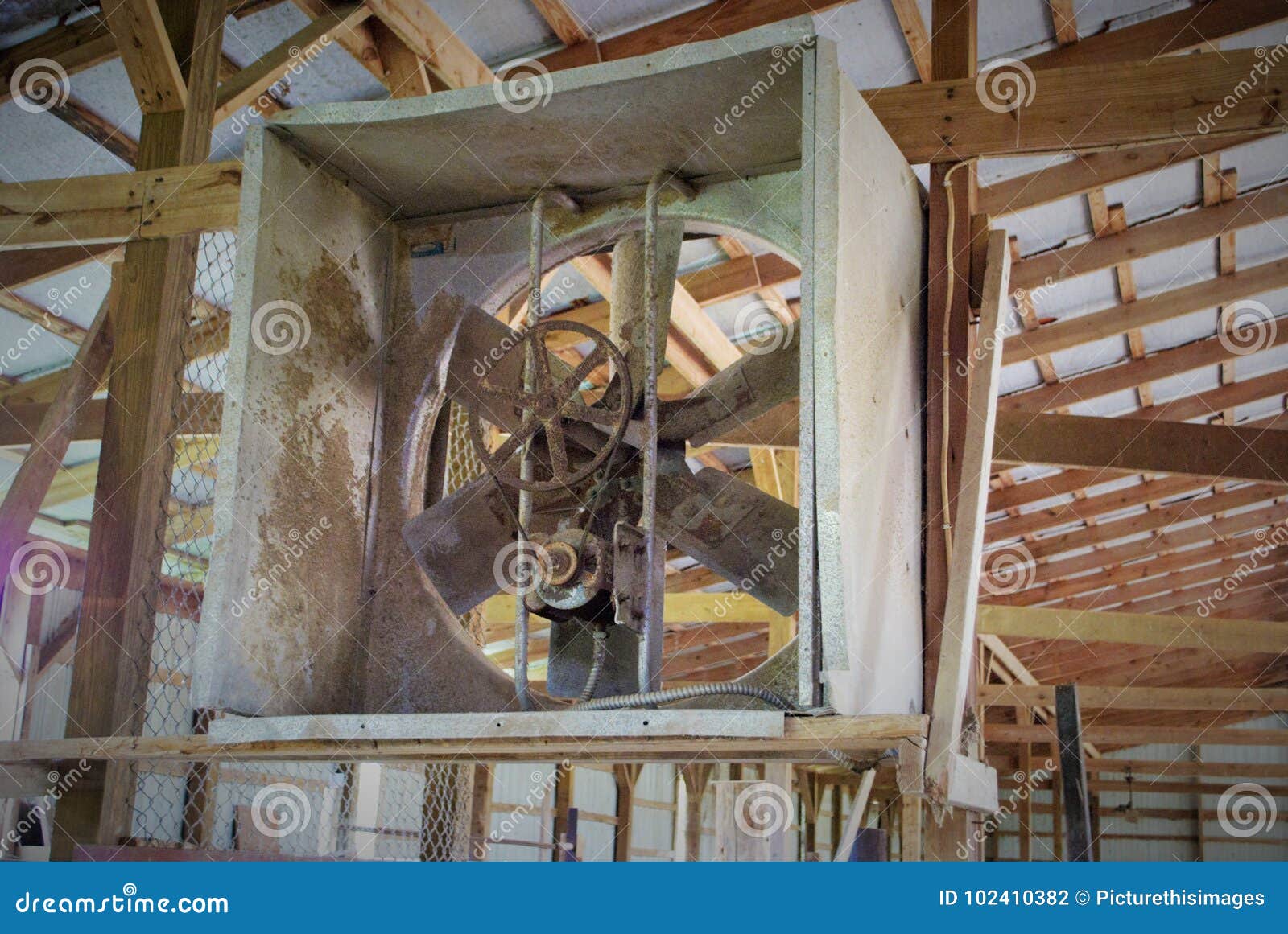 Fan in barn stock photo. Image of ventilation, farmhouse - 102410382