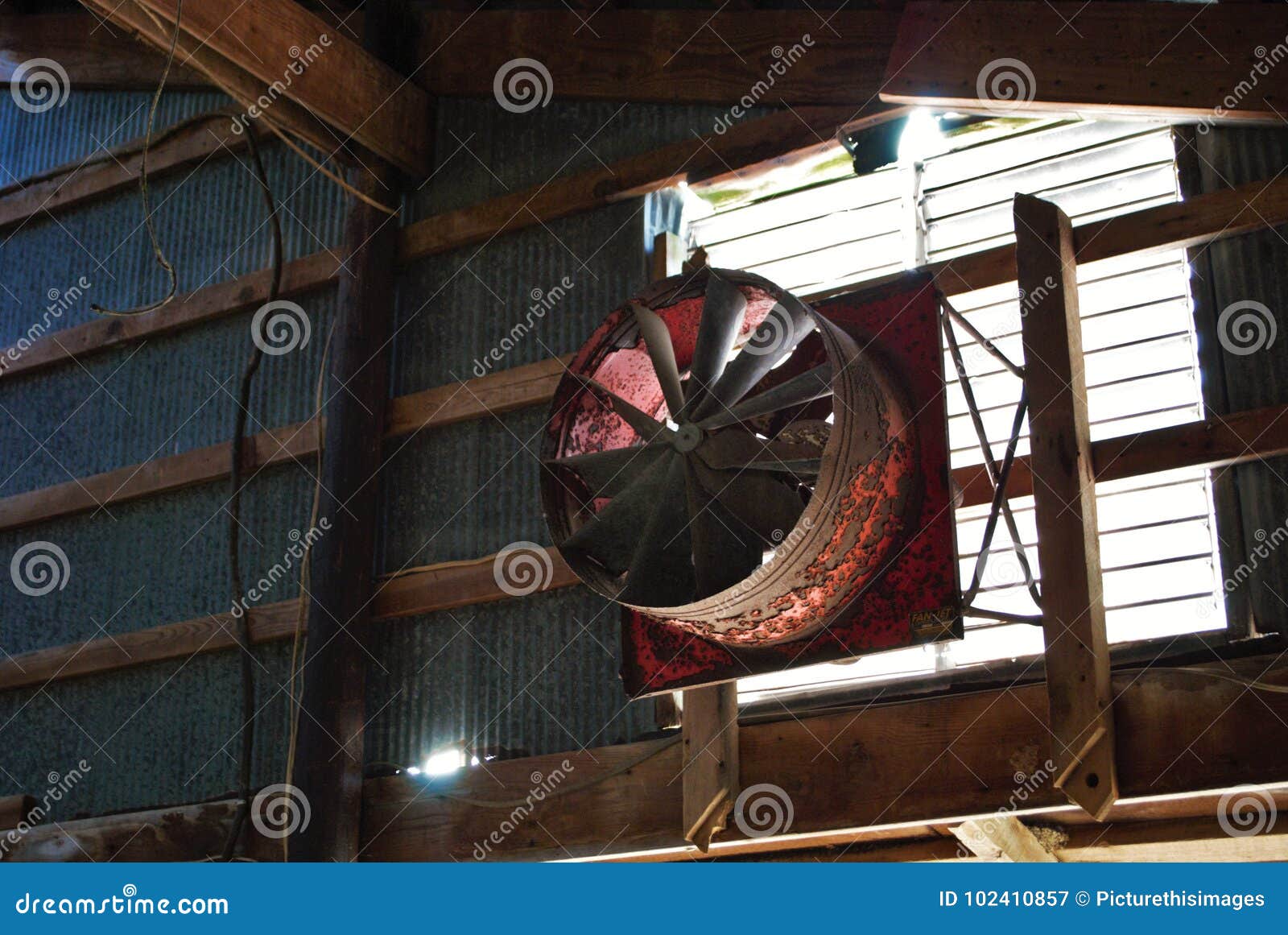 Fan in barn stock image. Image of horticulture, breeze - 102410857