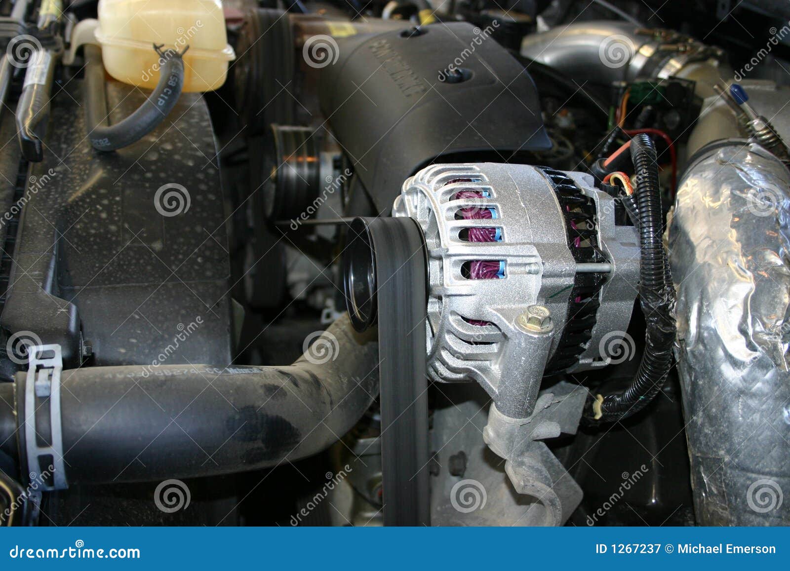 Fan belt and altenator stock image. Image of engine, drive - 1267237