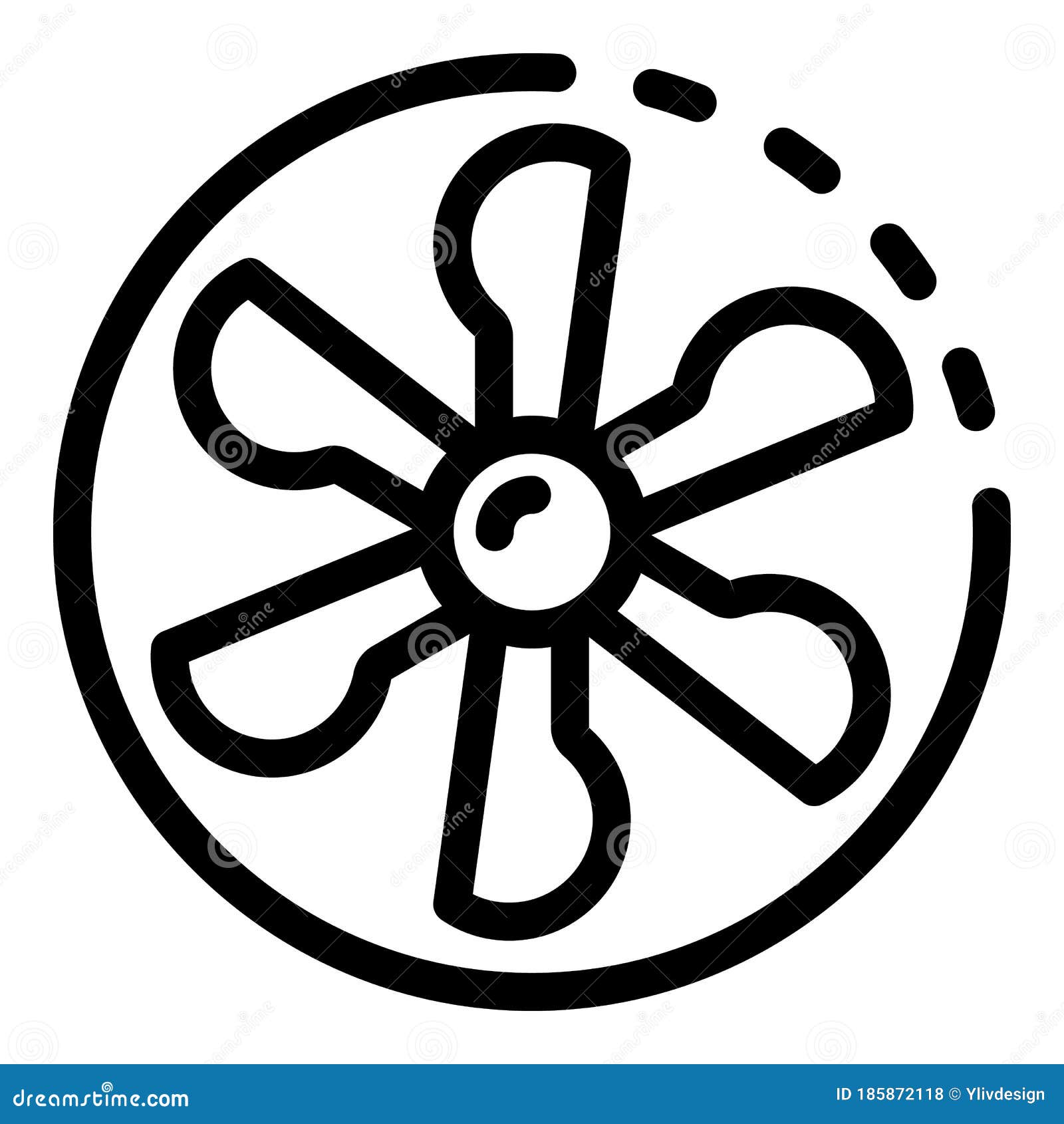 Fan Blades in a Circle Icon, Outline Style Stock Vector - Illustration ...