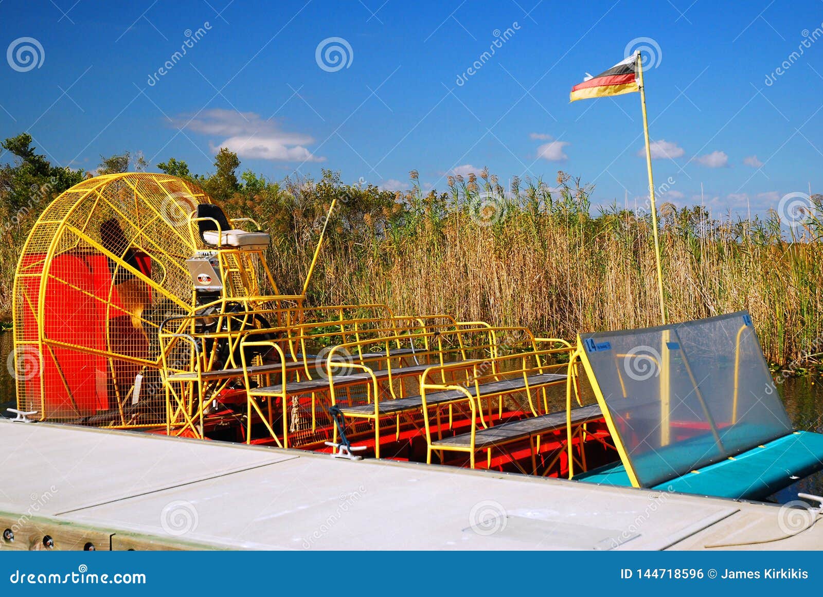 Fan Boat Docked in the Florida Everglades Stock Photo - Image of ...