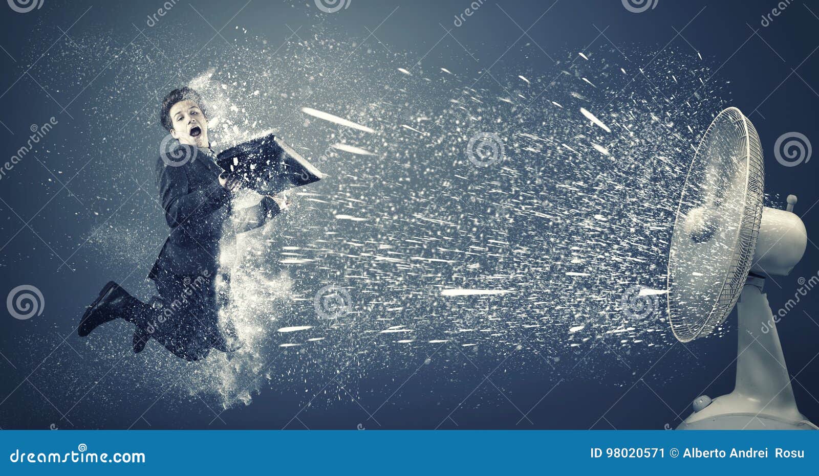Fan causing snow stock image. Image of office, composite - 98020571