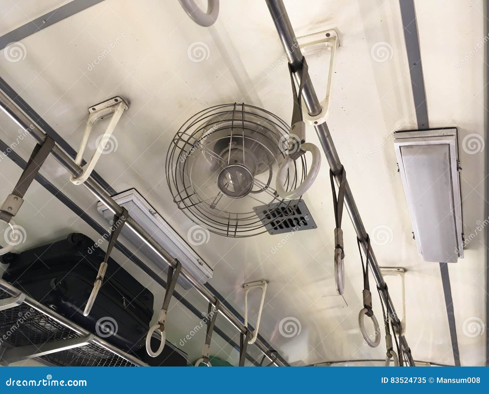 Fan on the ceiling train stock image. Image of rail, train - 83524735