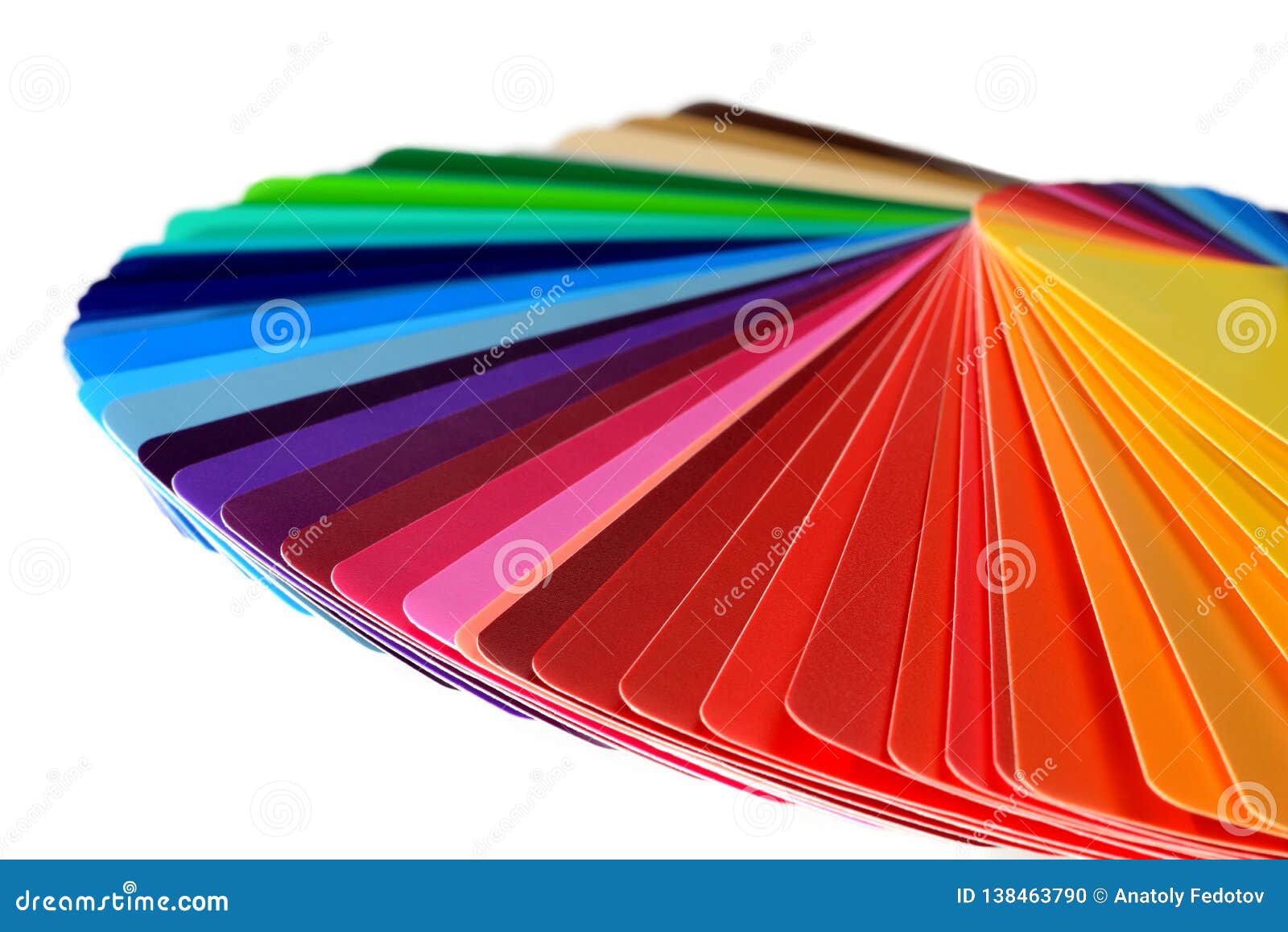 Fan of Colored Cards. Cards with Different Colors on White Stock Photo ...