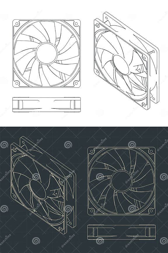 Fan for Computer Cases and CPU Coolers Blueprints Stock Vector ...