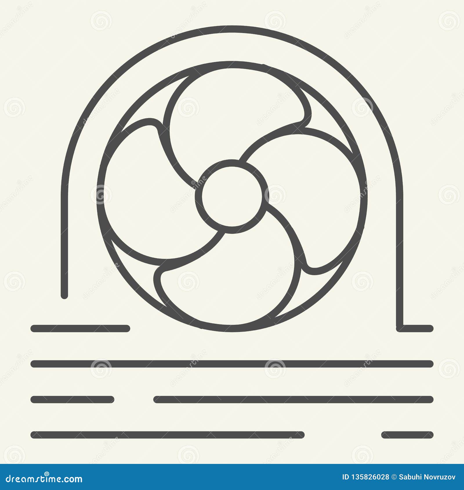 Fan Cooler Thin Line Icon. Blower Vector Illustration Isolated on White ...