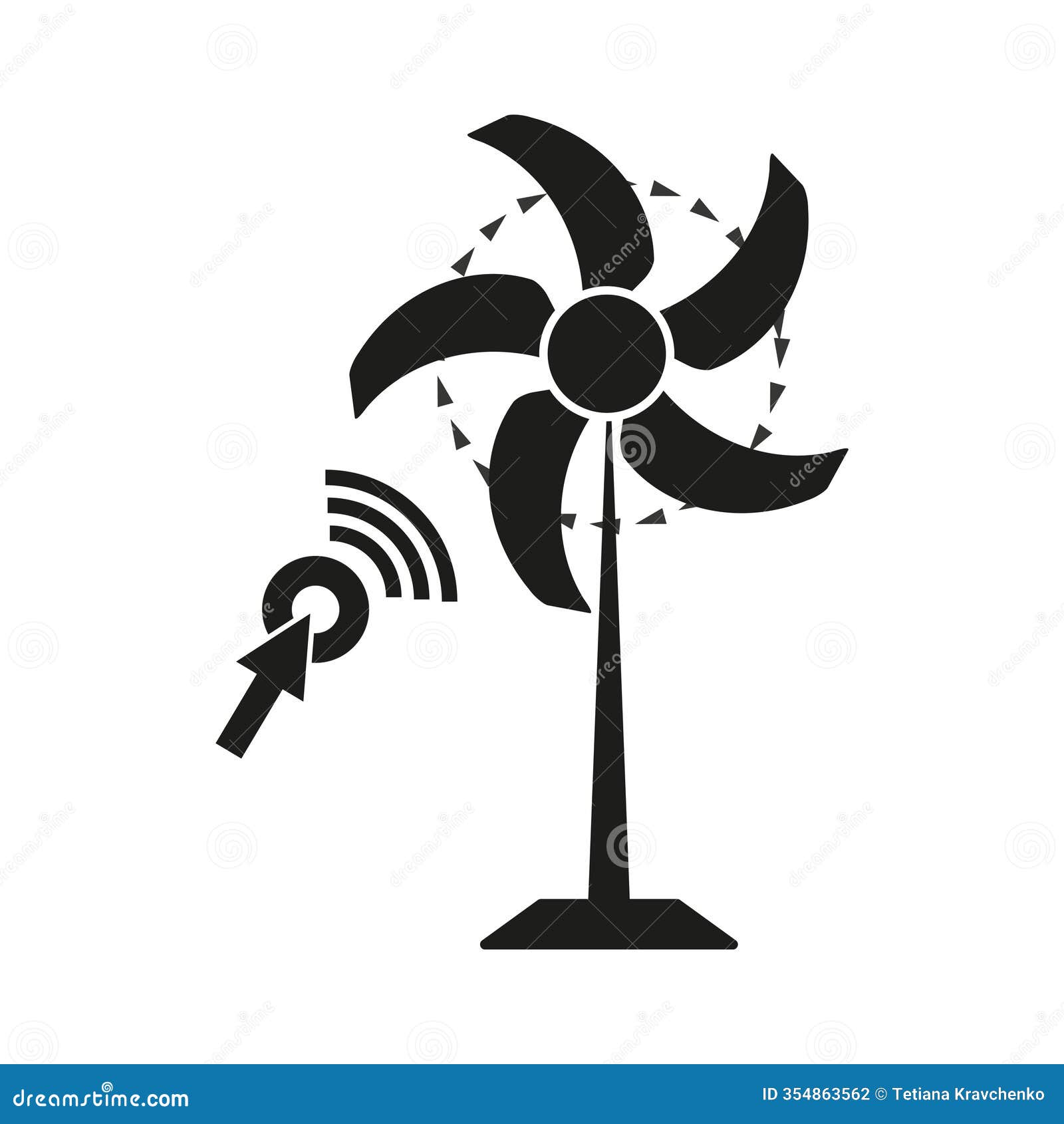 Rotating Fan Blades Icon. Black Jet Engine Impeller Cartoon Vector ...