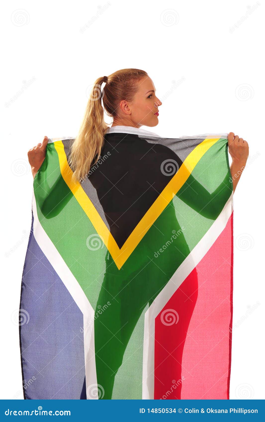 Fan draped in flag stock photo. Image of person, pretty - 14850534