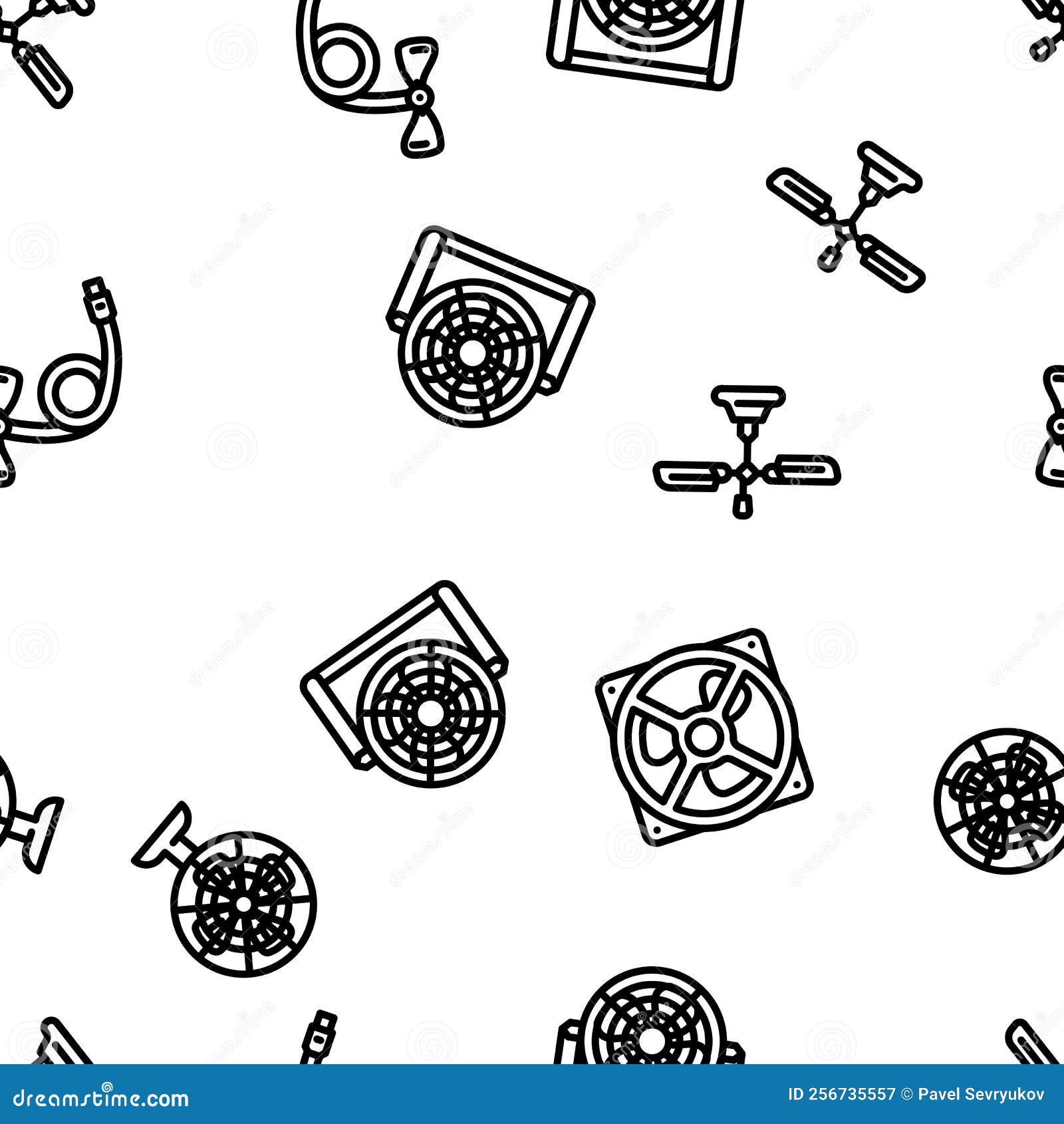 Fan Electronic Cooling Device Vector Seamless Pattern Stock ...