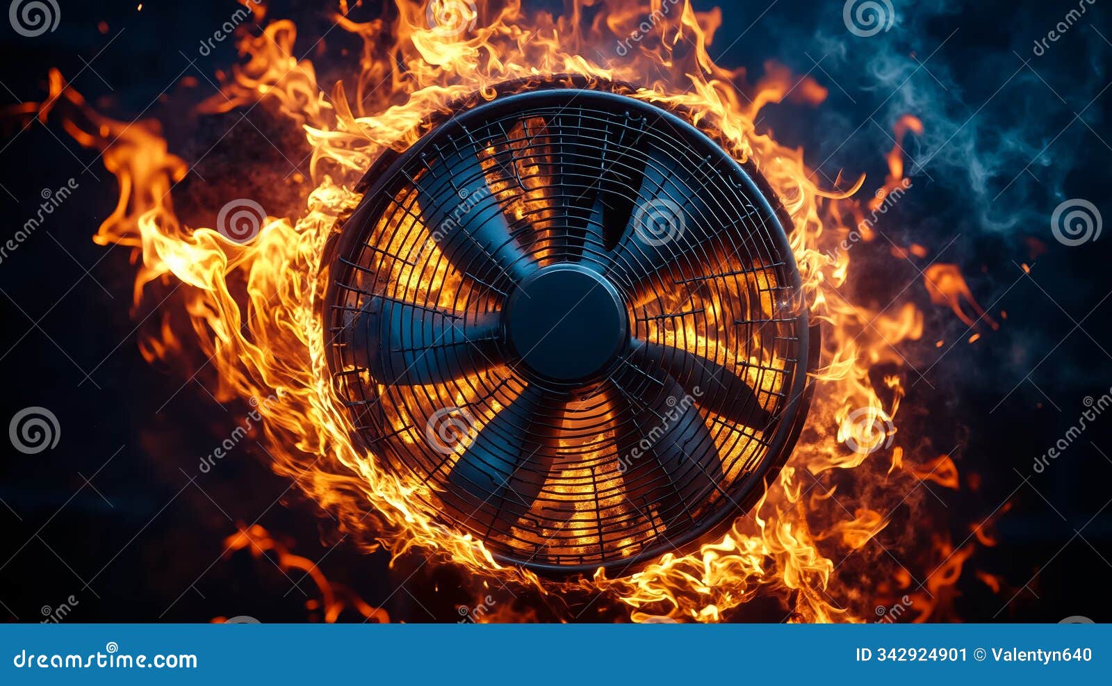 A Fan on Fire with a Black Background Stock Image - Image of risk ...