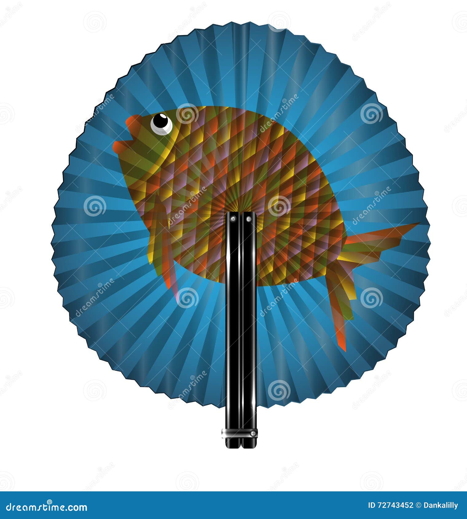 Fan and fish stock vector. Illustration of flower, orbicular - 72743452