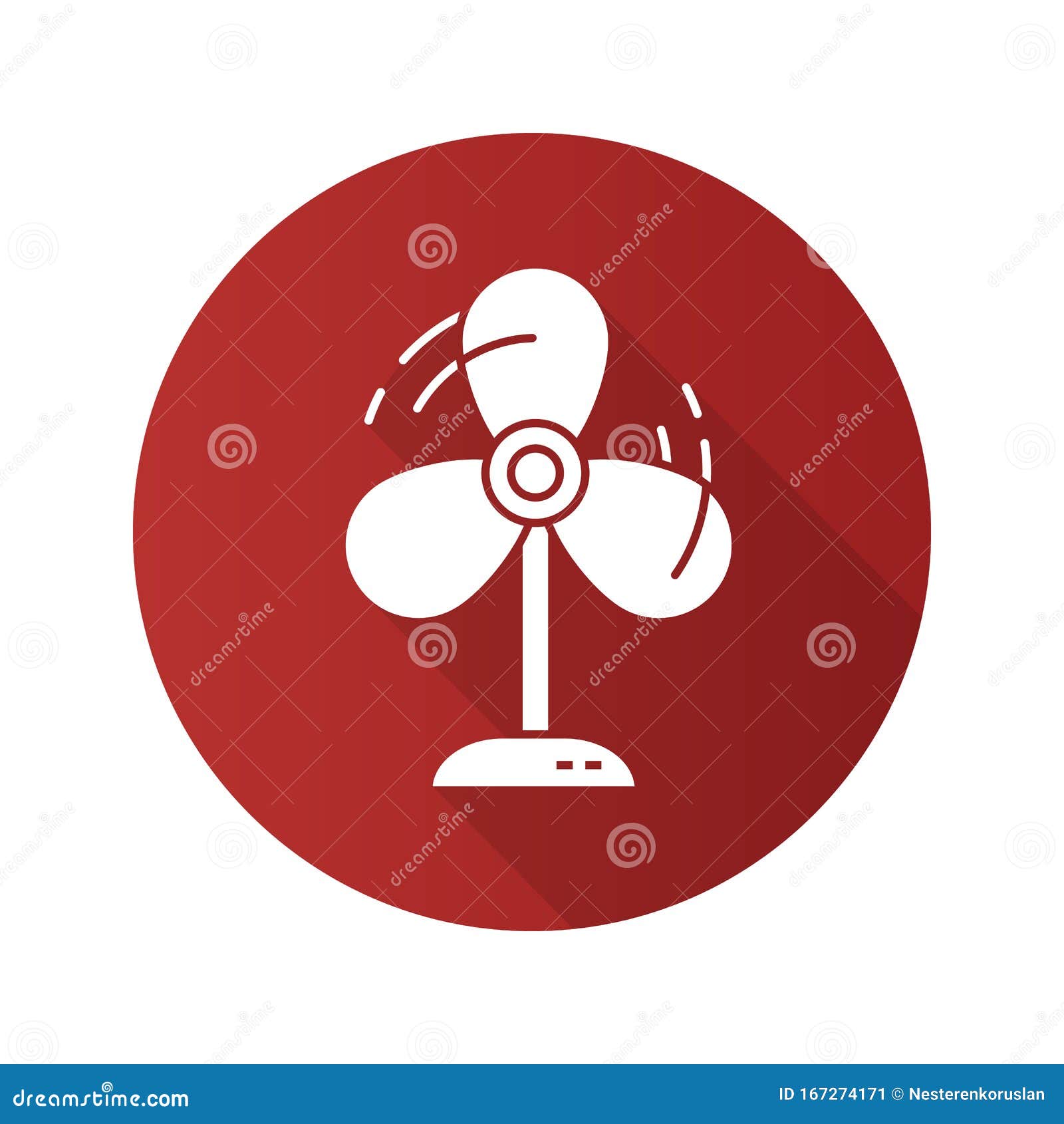 Fan Flat Design Long Shadow Icon Stock Vector - Illustration of round ...