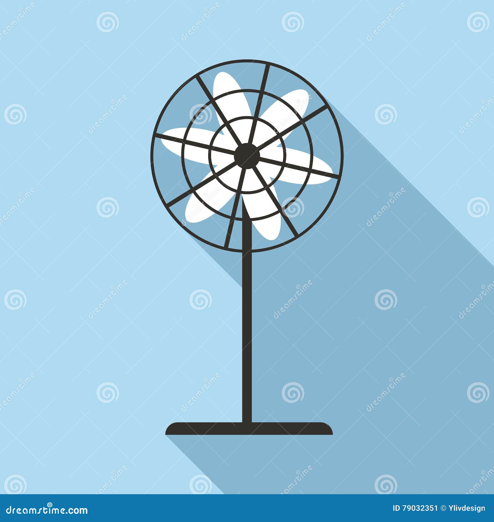 Fan icon, flat style stock vector. Illustration of rotate - 79032351