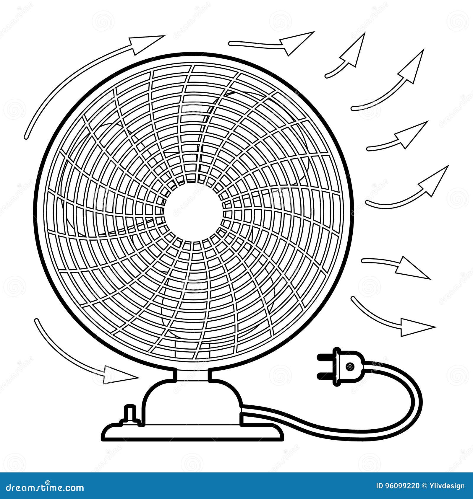 Fan icon, outline style stock vector. Illustration of electricity ...