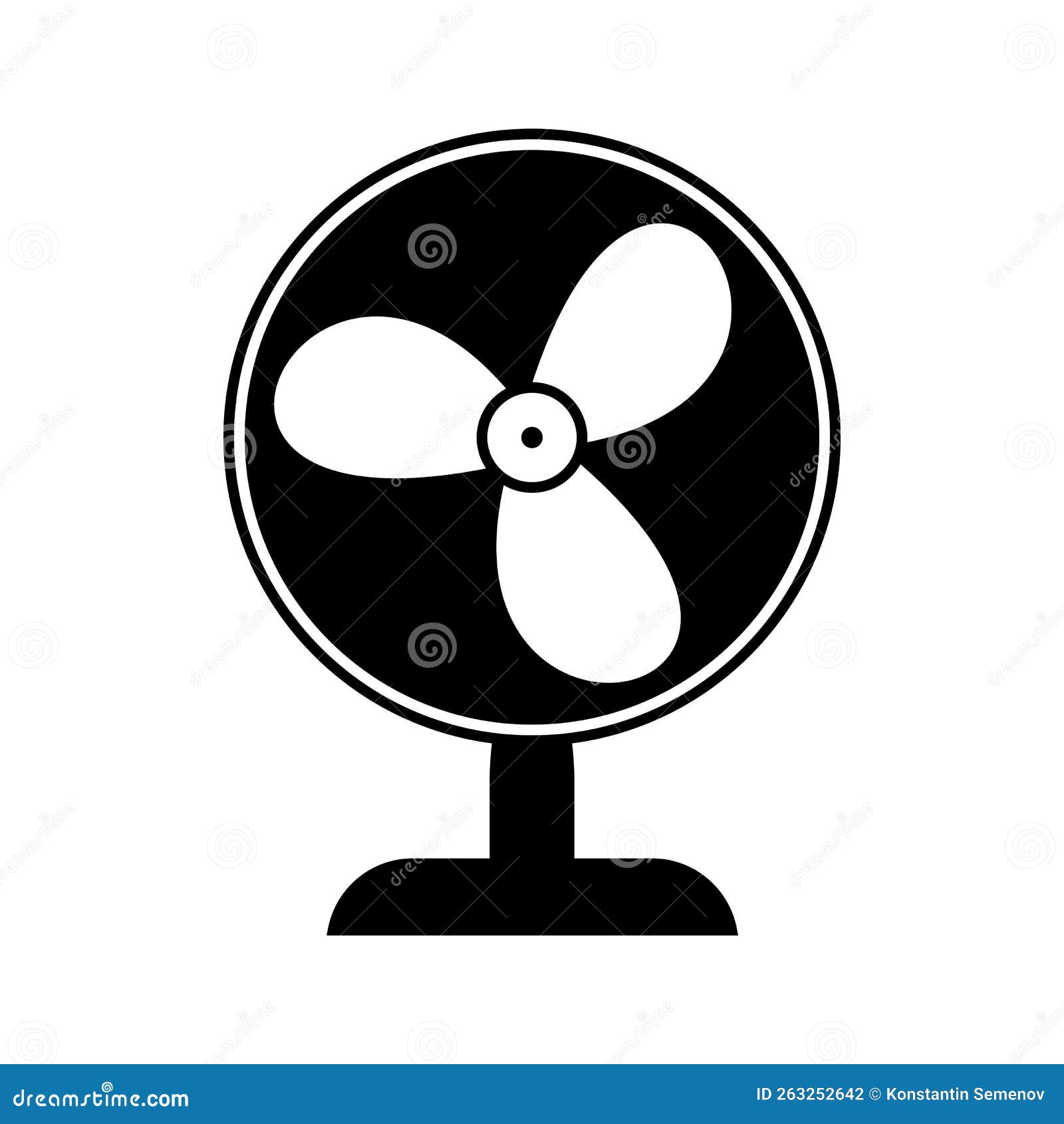 Fan icon on white stock vector. Illustration of conditioning - 263252642