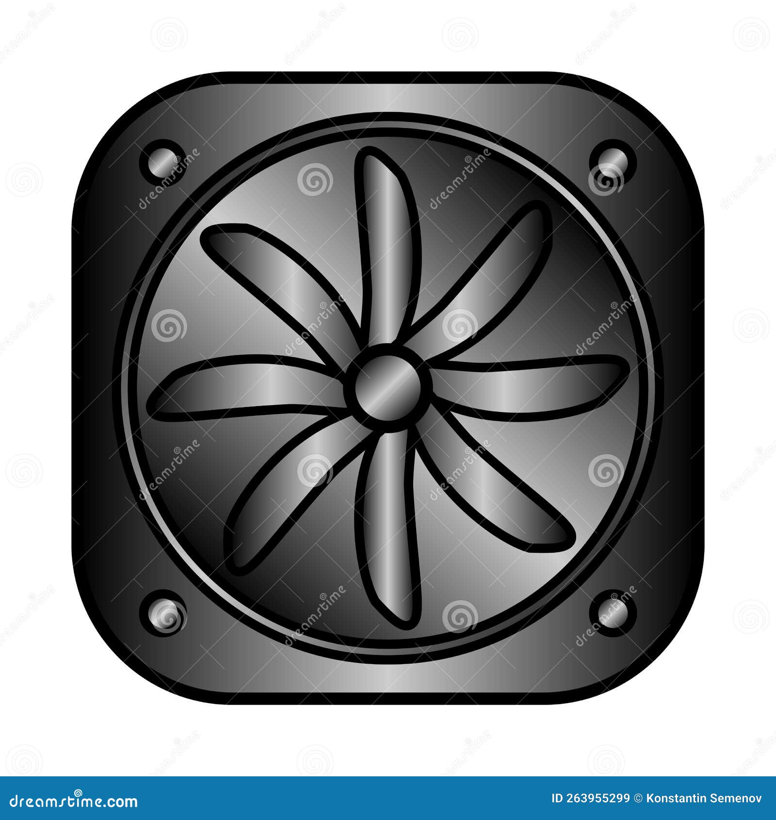 Fan icon on white stock vector. Illustration of grey - 263955299