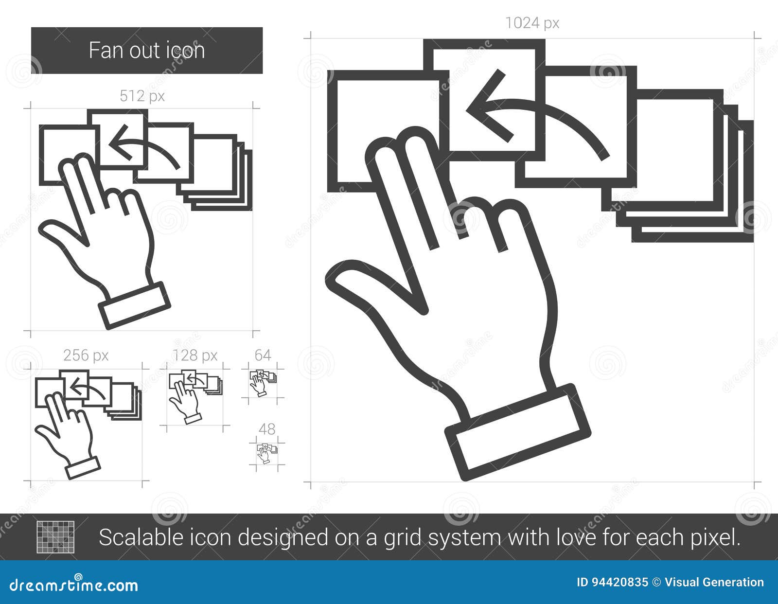 Fan out line icon. stock vector. Illustration of experience - 94420835