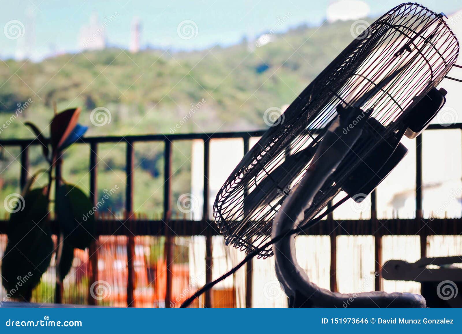 Fan on an outdoor terrace. stock photo. Image of outdoor - 151973646