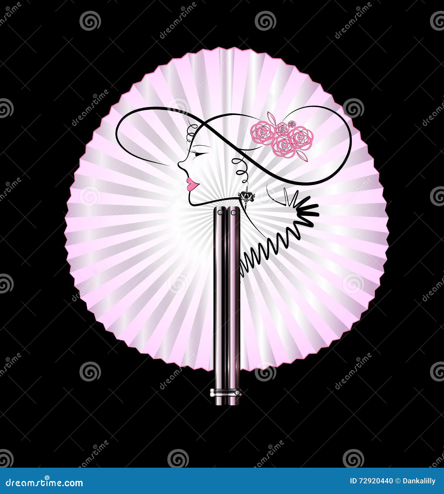 Fan pink lady stock vector. Illustration of large, decorate - 72920440
