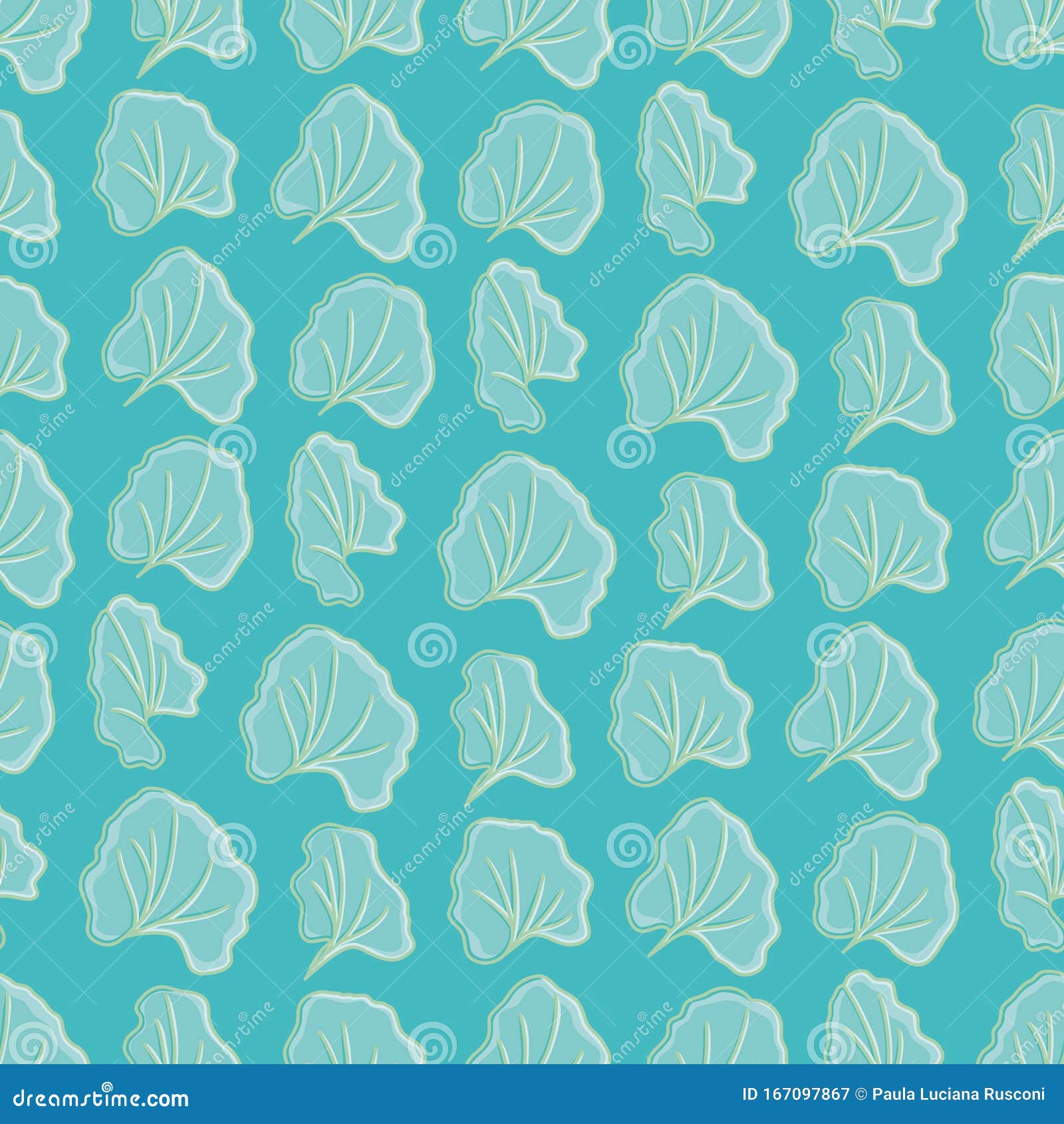 Fan Shape Leaves Seamless Vector Pattern Stock Vector - Illustration of ...