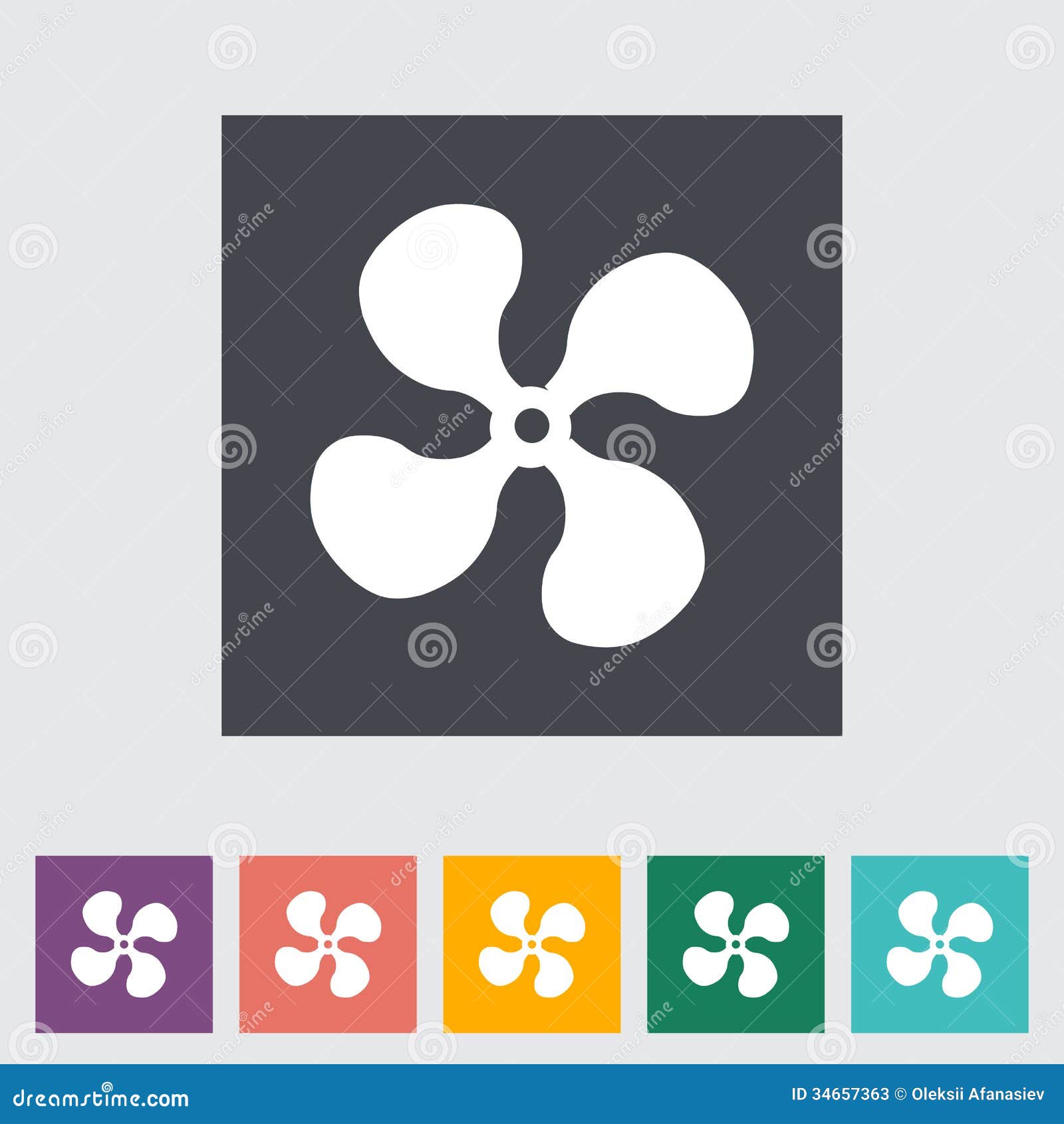 Fan single flat icon. stock vector. Illustration of processor - 34657363
