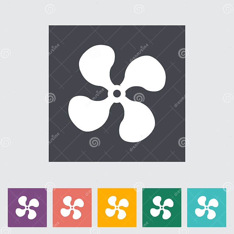 Fan single flat icon. stock vector. Illustration of processor - 34657363