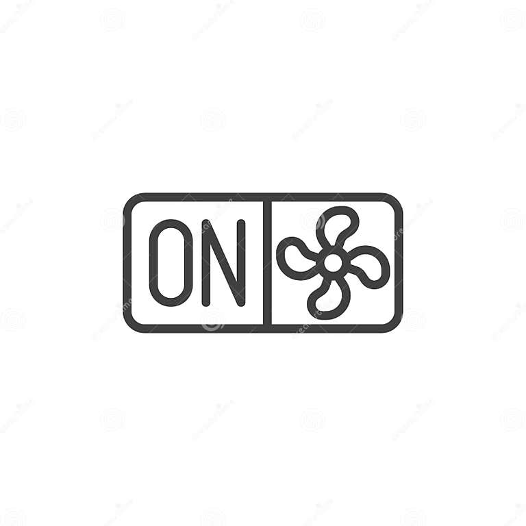 Fan on Switch Button Line Icon Stock Vector - Illustration of vent ...