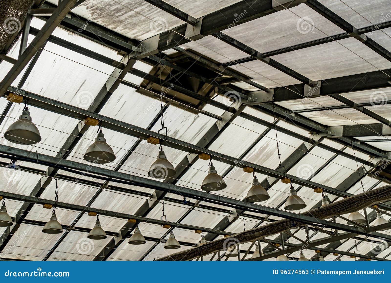 Fan system of greenhouse stock image. Image of harvest - 96274563