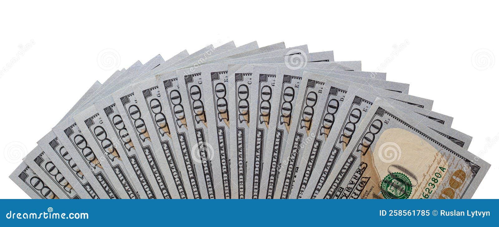 Fan of 100 US Dollar Banknotes Stock Image - Image of international ...