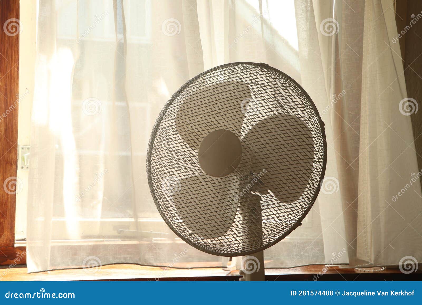 Fan window curtain stock photo. Image of light, climate - 281574408