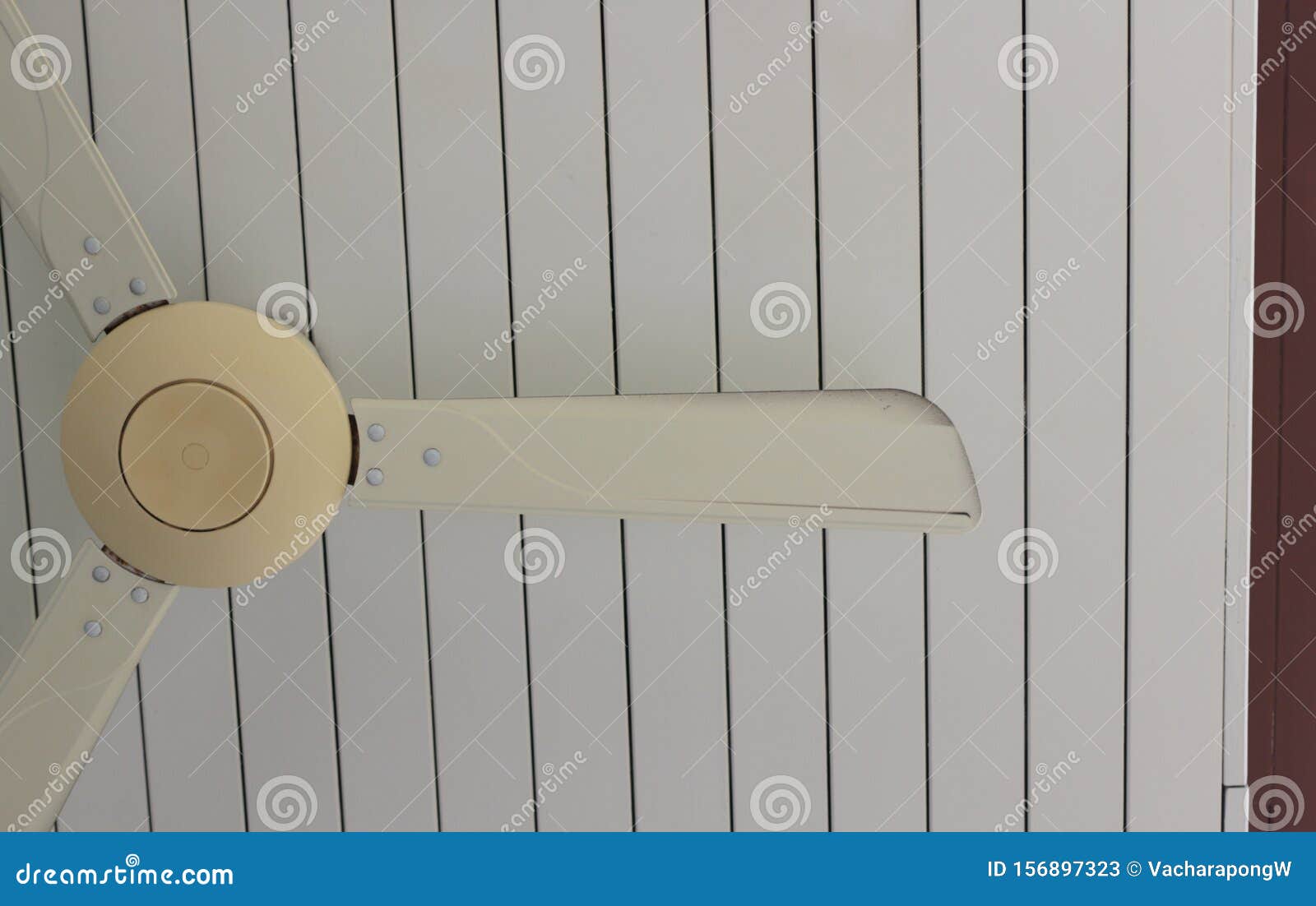 Fan on Wood Ceiling Bottom View Stock Image - Image of interior ...